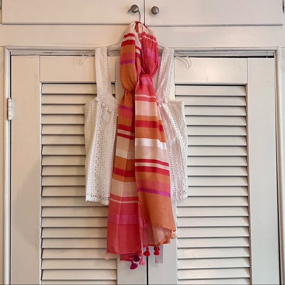 Ann Taylor | Accessories | Nwt Ann Taylor Pink And Cream Scarf With ...